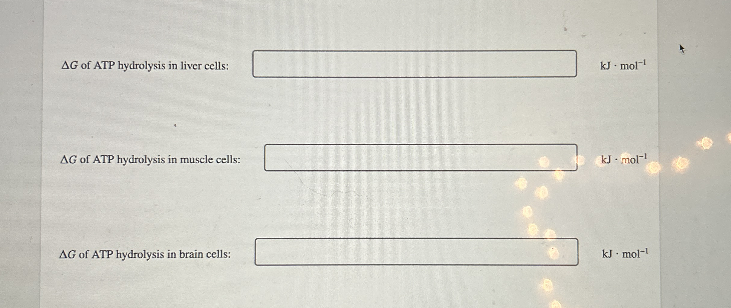 Solved ΔG ﻿of ATP hydrolysis in liver cells:ΔG ﻿of ATP | Chegg.com