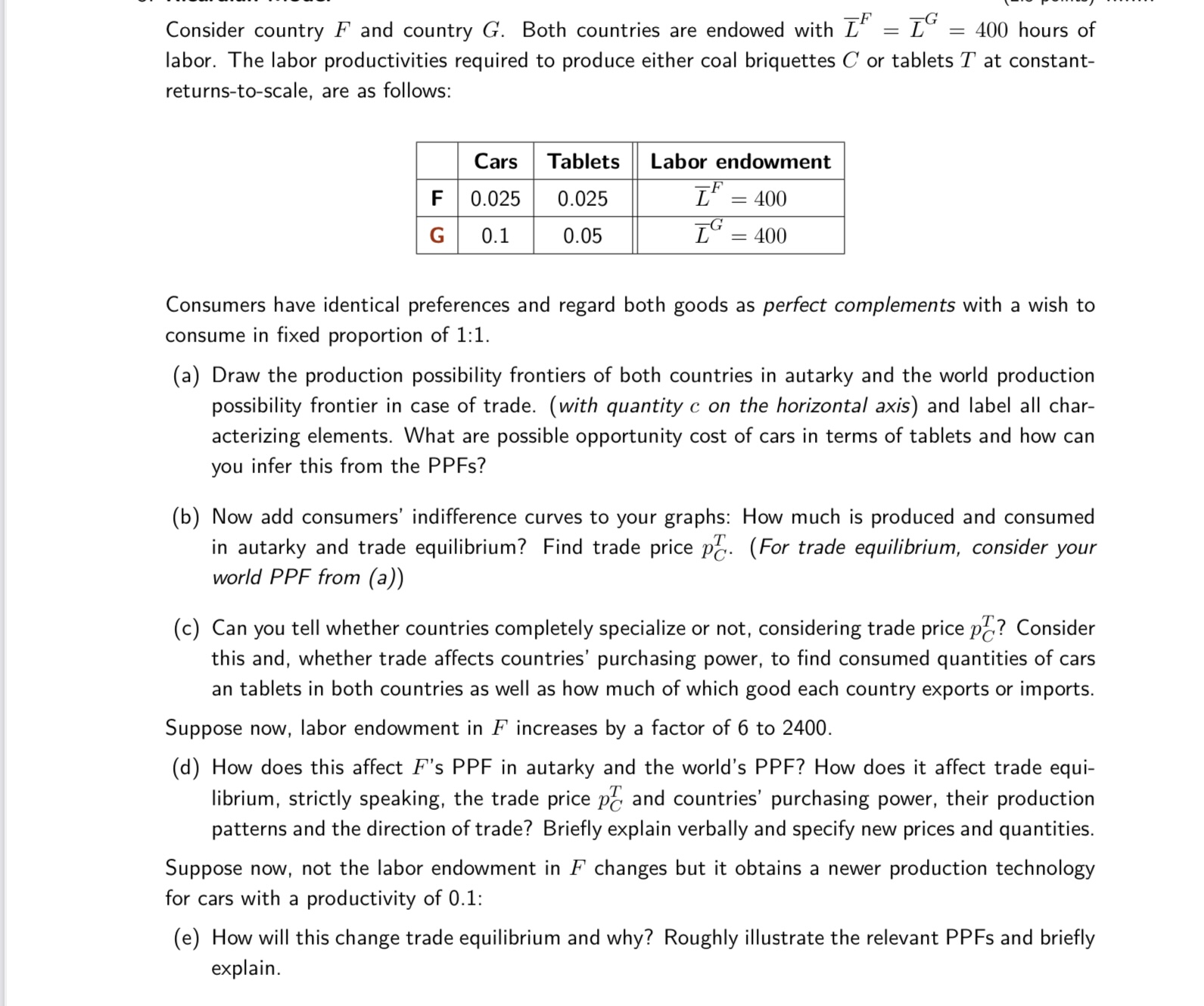 Solved Consider country F ﻿and country G. ﻿Both countries | Chegg.com