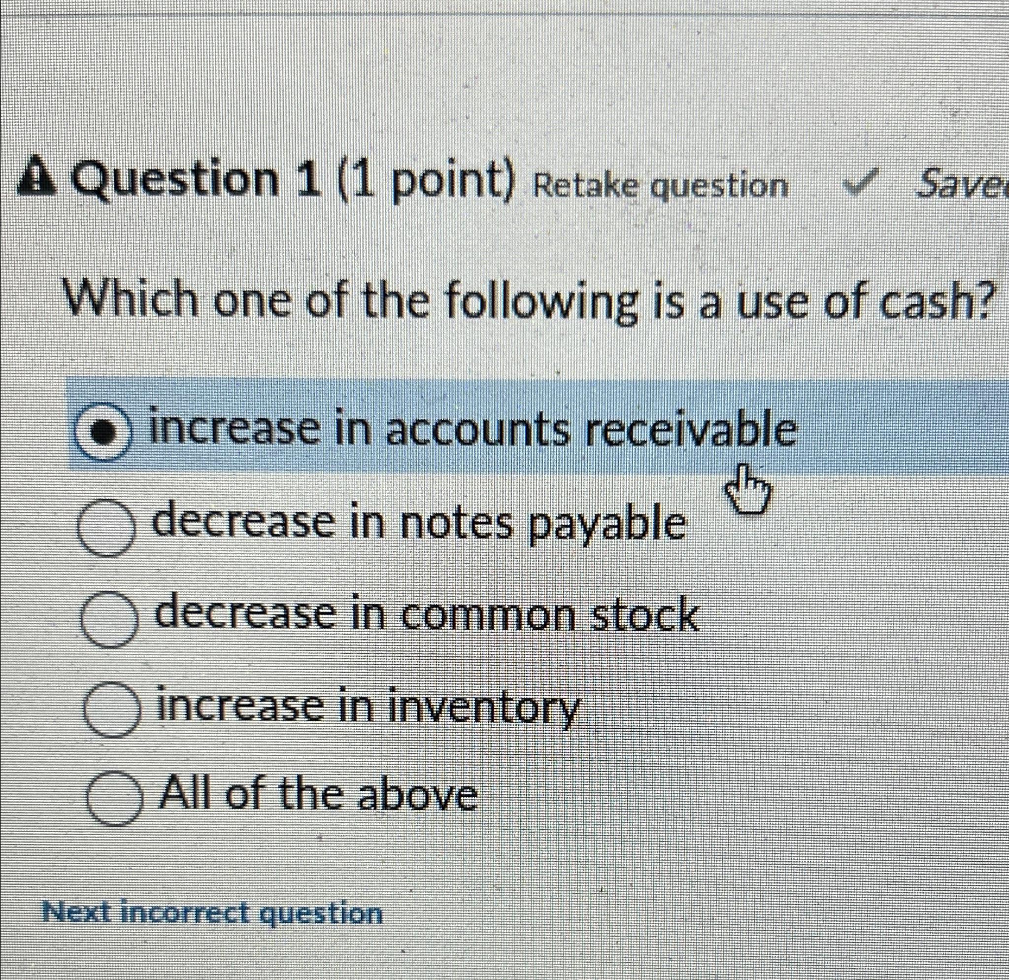 Solved A Question 1 (1 ﻿point) ﻿Retake question ﻿SaveWhich | Chegg.com