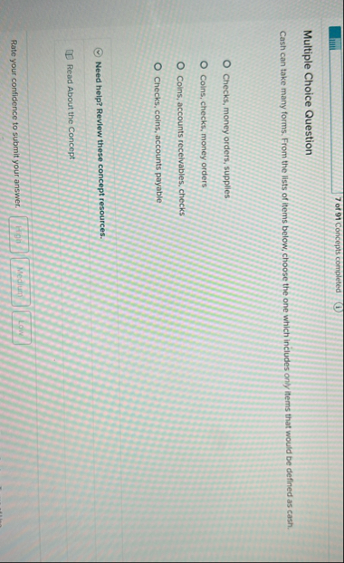 Solved แиц7 ﻿of 91 ﻿Concepts completed(i)Multiple Choice | Chegg.com