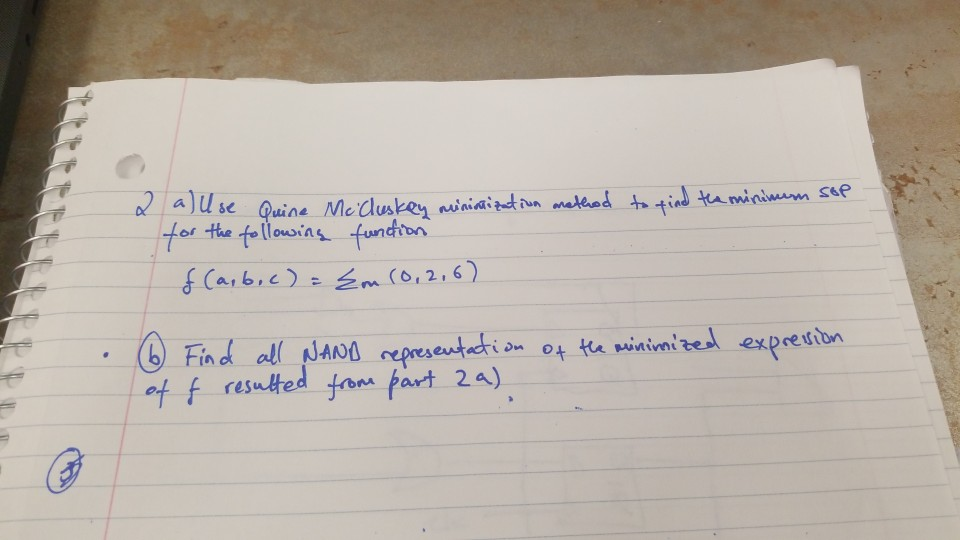 Solved 2 a) use Quine McCluskey miniatization method to find | Chegg.com