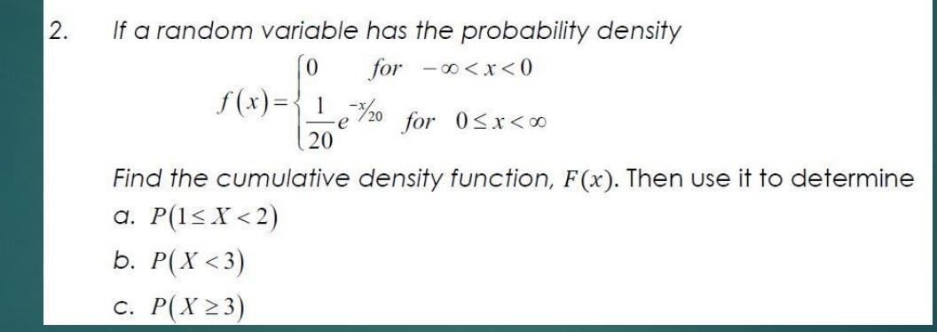 Solved If a random variable has the probability | Chegg.com