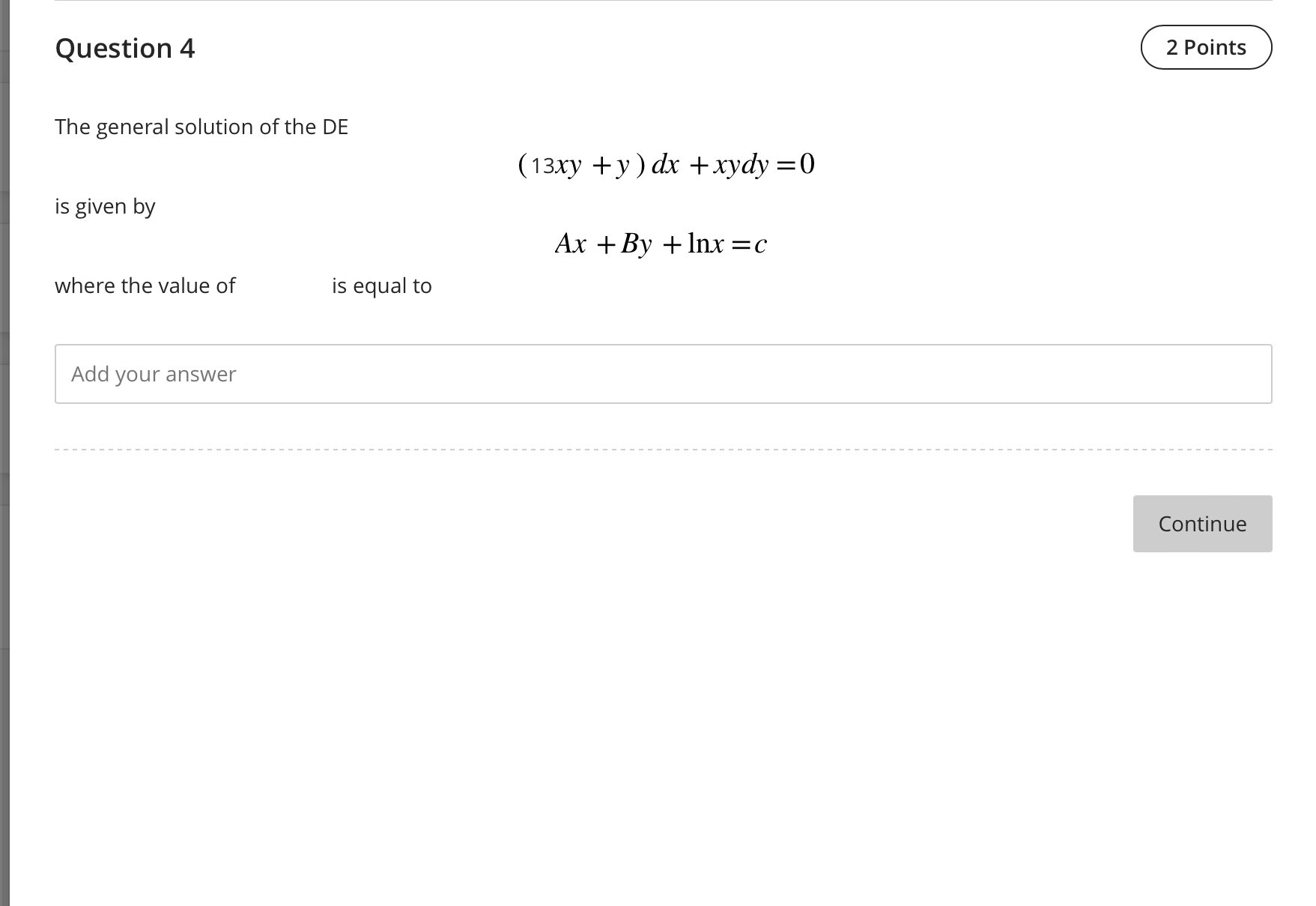 Solved Question 4The general solution of the | Chegg.com