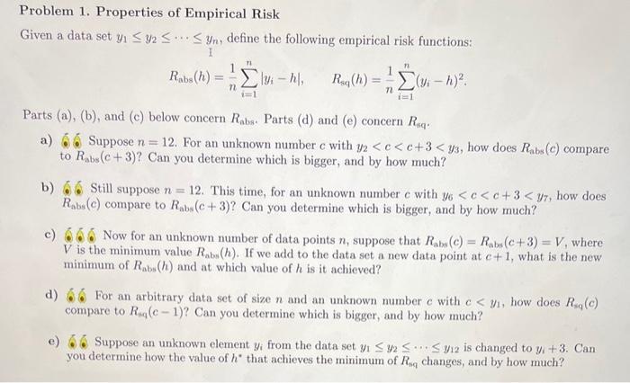 Solved Problem 1. Properties of Empirical Risk Given a data | Chegg.com