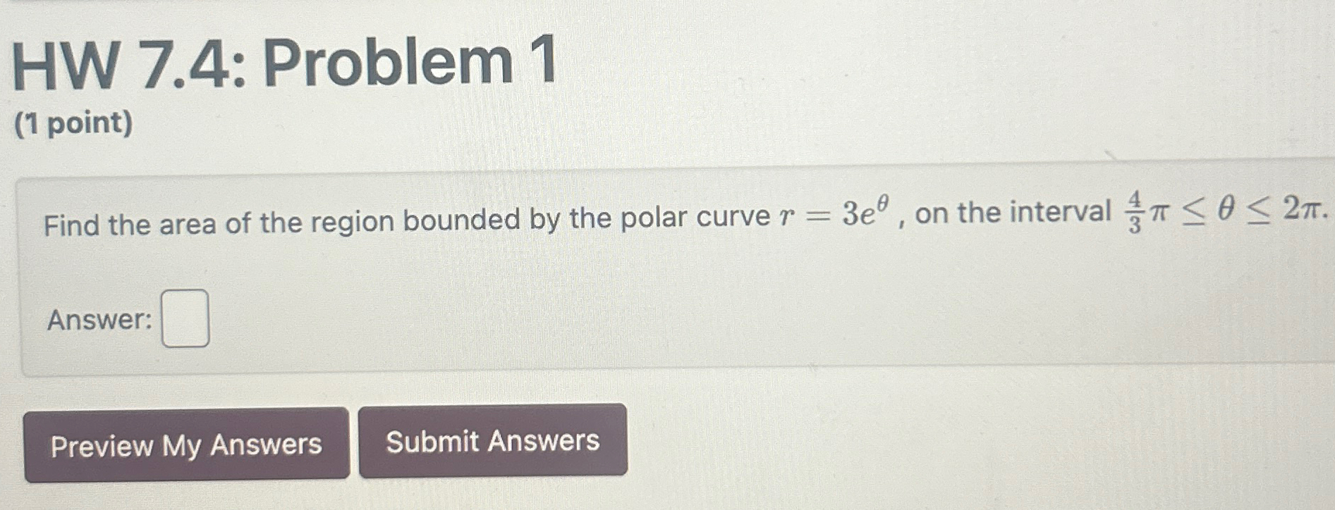 Solved HW 7.4: Problem 1(1 ﻿point)Find the area of the | Chegg.com