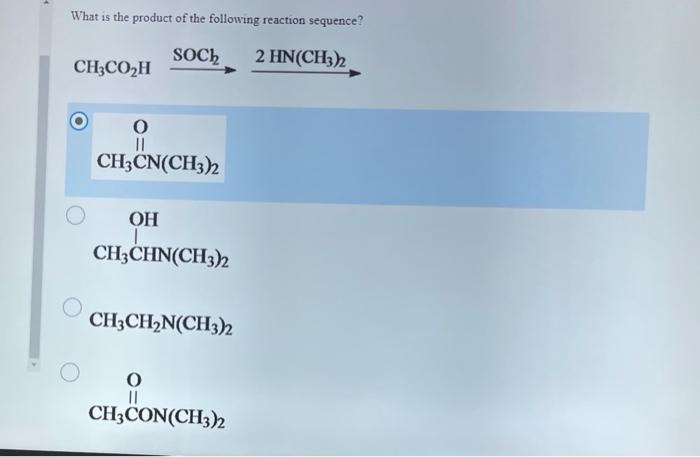 Solved What is the product of the following reaction | Chegg.com