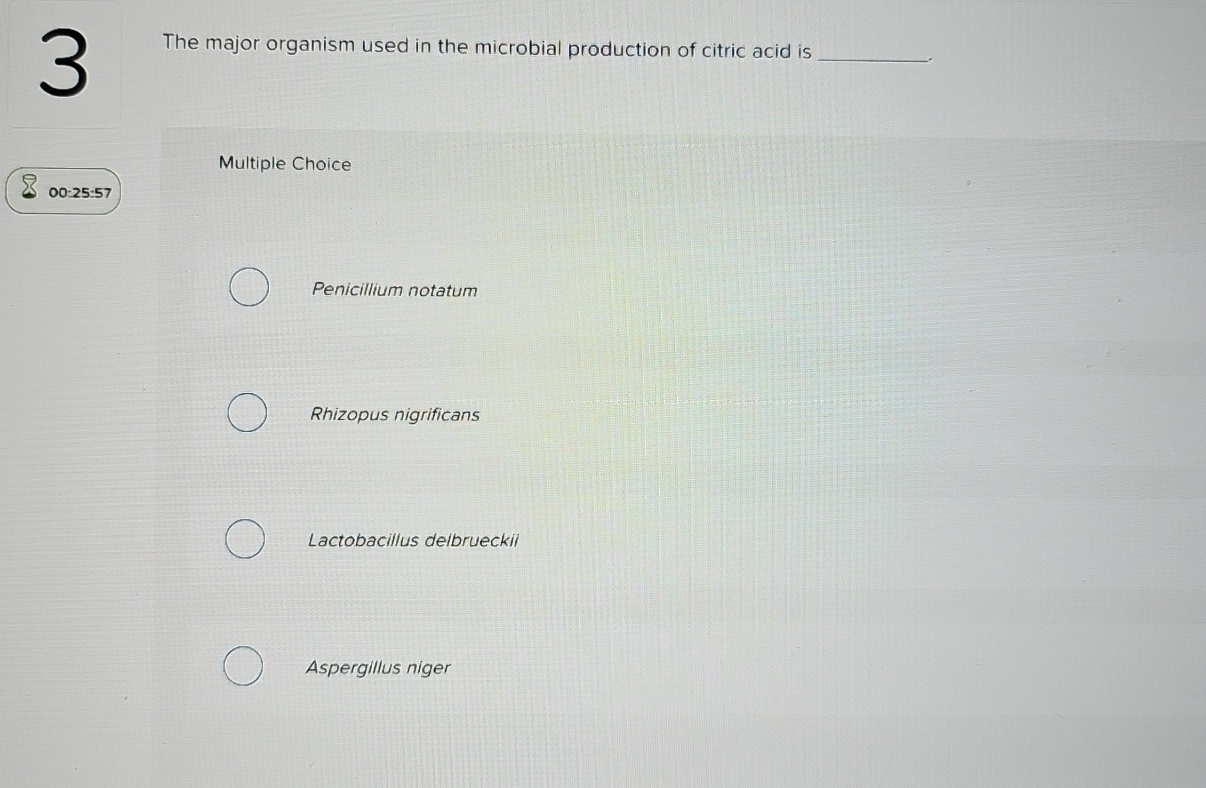 Solved 3The major organism used in the microbial production | Chegg.com