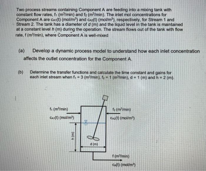 Solved Two process streams containing Component A are | Chegg.com