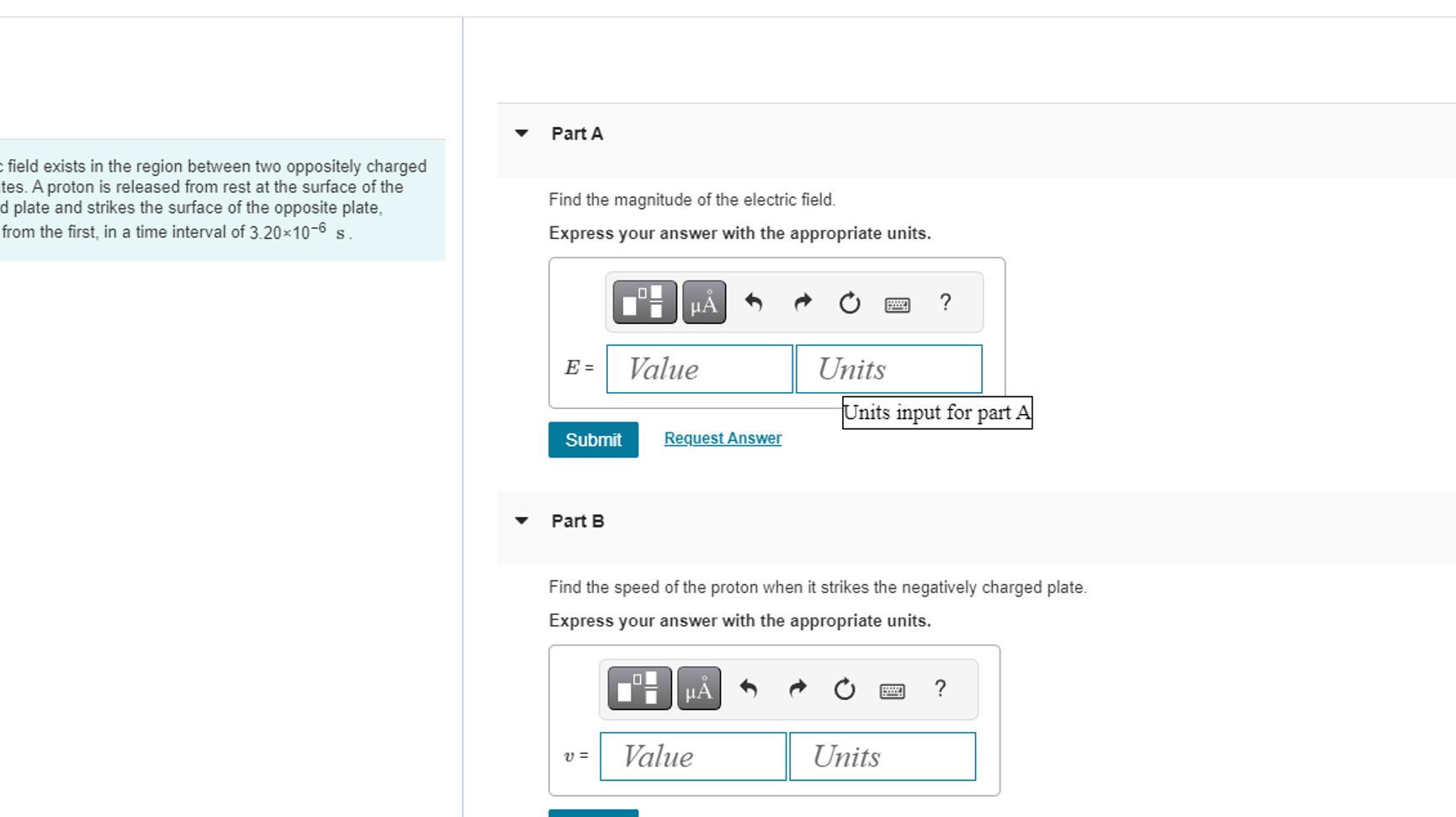 Solved field exists in the region between two oppositely | Chegg.com