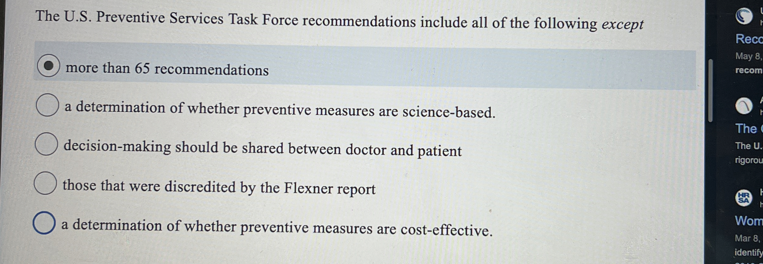 Solved The U.S. ﻿Preventive Services Task Force | Chegg.com