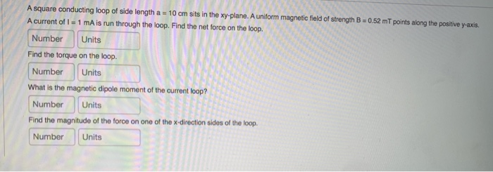 Solved A square conducting loop of side length a = 10 cm | Chegg.com