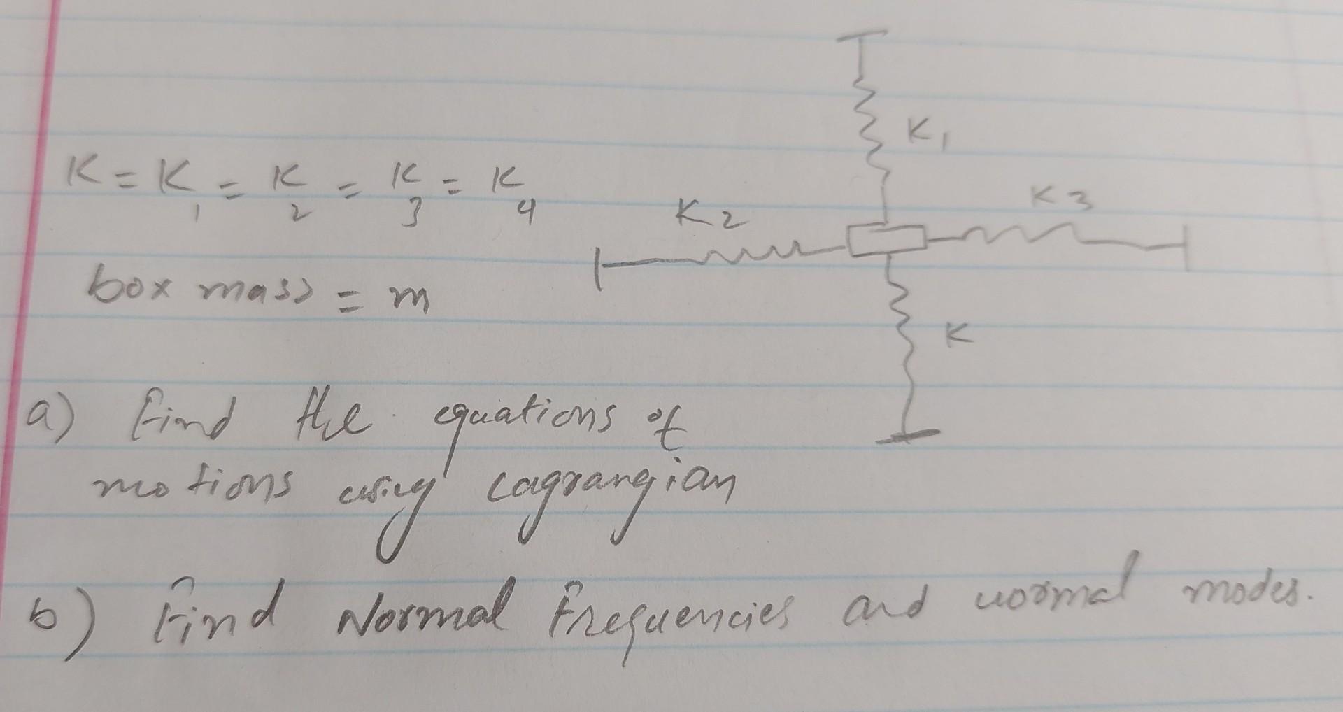Solved k=k=2k=3k=kk4b1× mass =m a) Find the quatio motions | Chegg.com