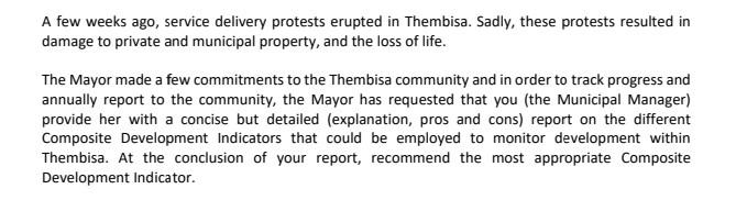 Solved A few weeks ago, service delivery protests erupted in | Chegg.com