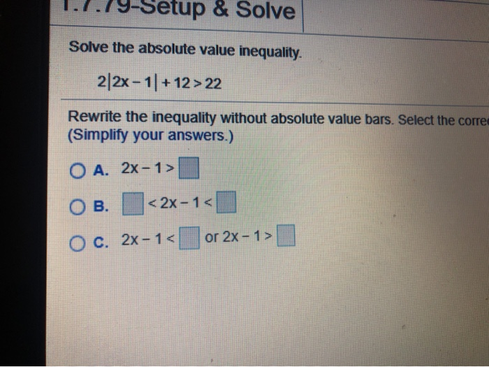 Solved rewrite the inequality without the absolute value | Chegg.com