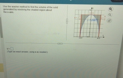 Solved Use the wasker method to find the volume of the solid | Chegg.com