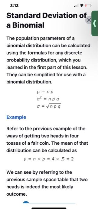 Solved Standard Deviation of a Binomial The population | Chegg.com