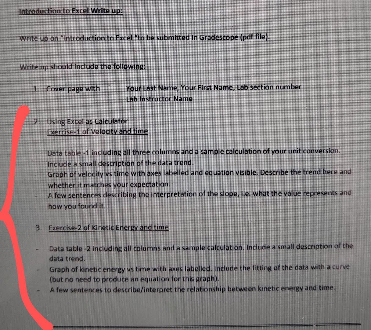 Help me write a lab report for Introduction to Excel | Chegg.com