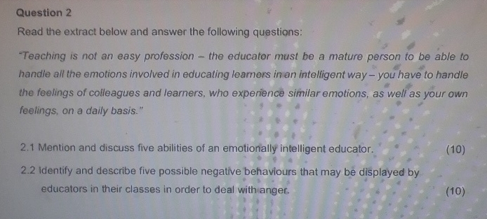 Solved Question 2Read the extract below and answer the | Chegg.com