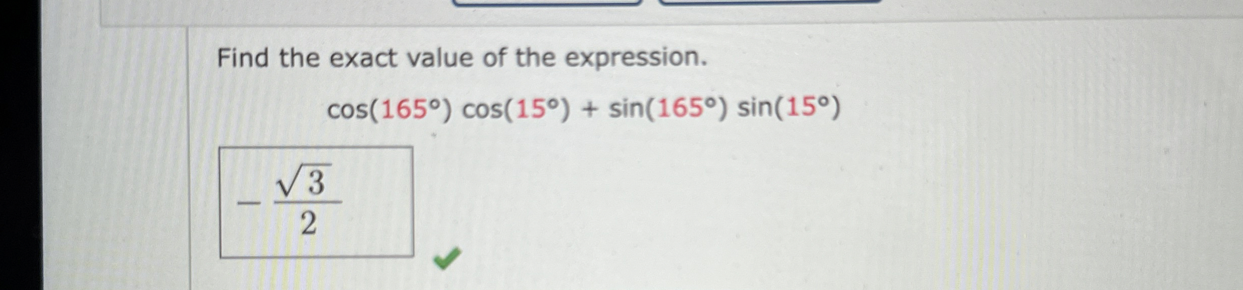 Solved Find the exact value of the | Chegg.com