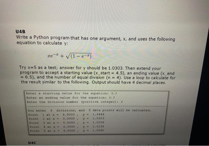 Solved U4B Write a Python program that has one argument, x, | Chegg.com