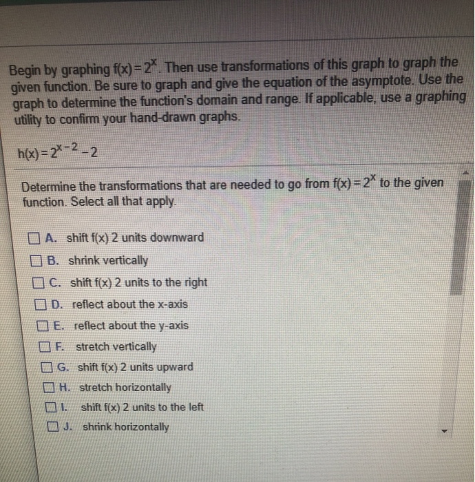 Solved Begin by graphing f(x)= 2 . Then use transformations | Chegg.com