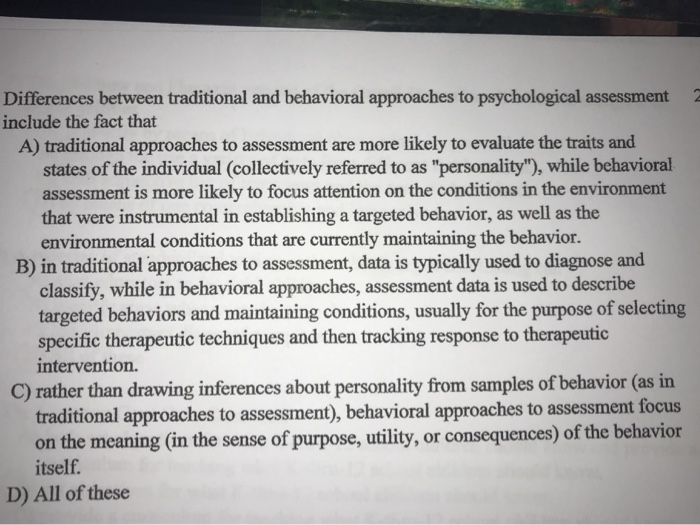 Solved Differences between traditional and behavioral | Chegg.com