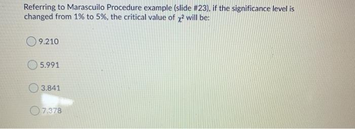 Solved Referring to Marascuilo Procedure example (slide | Chegg.com
