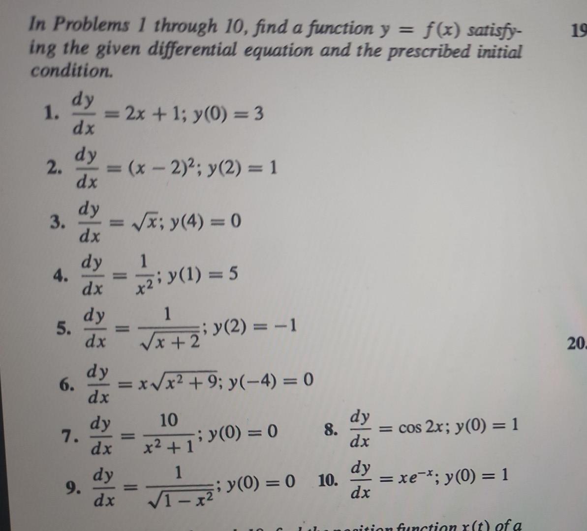 Solved In Problems 1 through 10, find a function y=f(x) | Chegg.com
