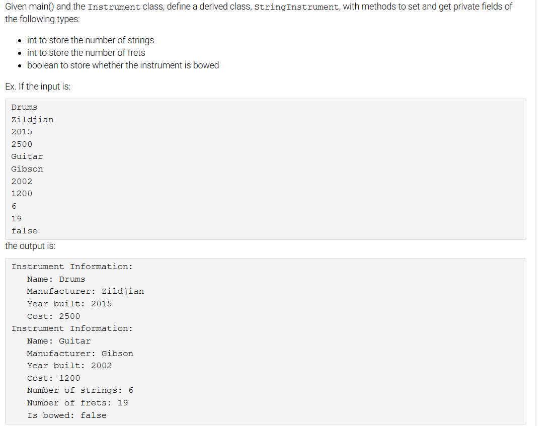 Solved I NEED THIS IN JAVAGiven main() ﻿and the Instrument | Chegg.com