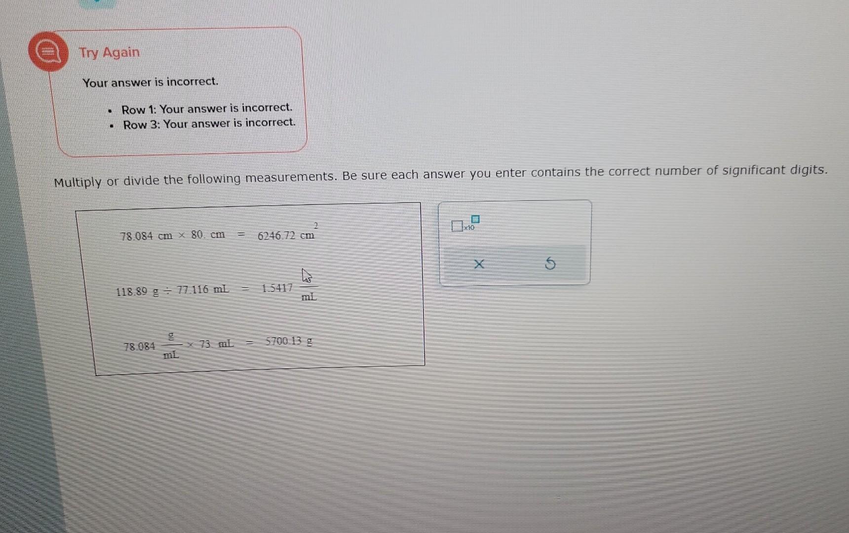Solved Your answer is incorrect. - Row 1: Your answer is | Chegg.com