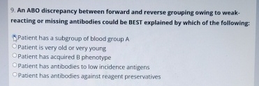 Solved An ABO discrepancy between forward and reverse | Chegg.com