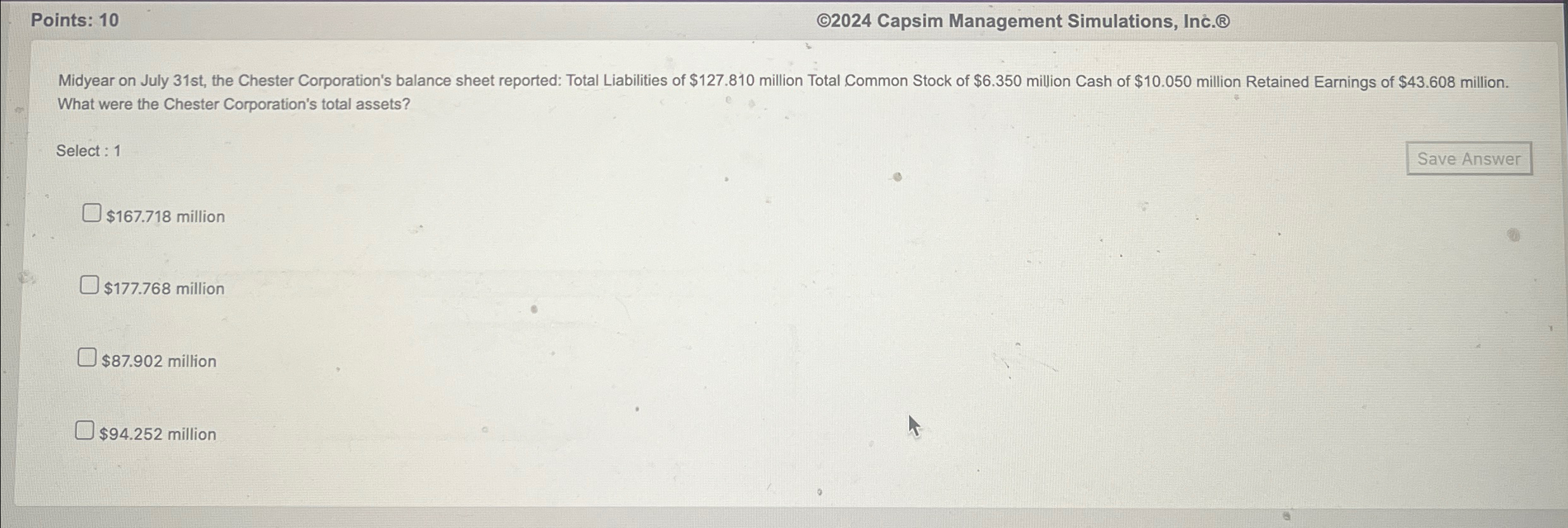 Solved Points: 10⑳24 ﻿Capsim Management Simulations, | Chegg.com
