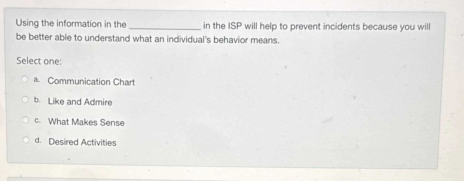 Solved Using the information in the in the ISP will help to | Chegg.com