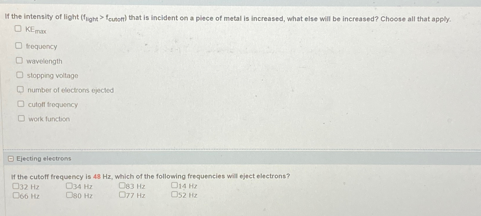Solved If the intensity of light ( flight >fcutoff ) ﻿that | Chegg.com
