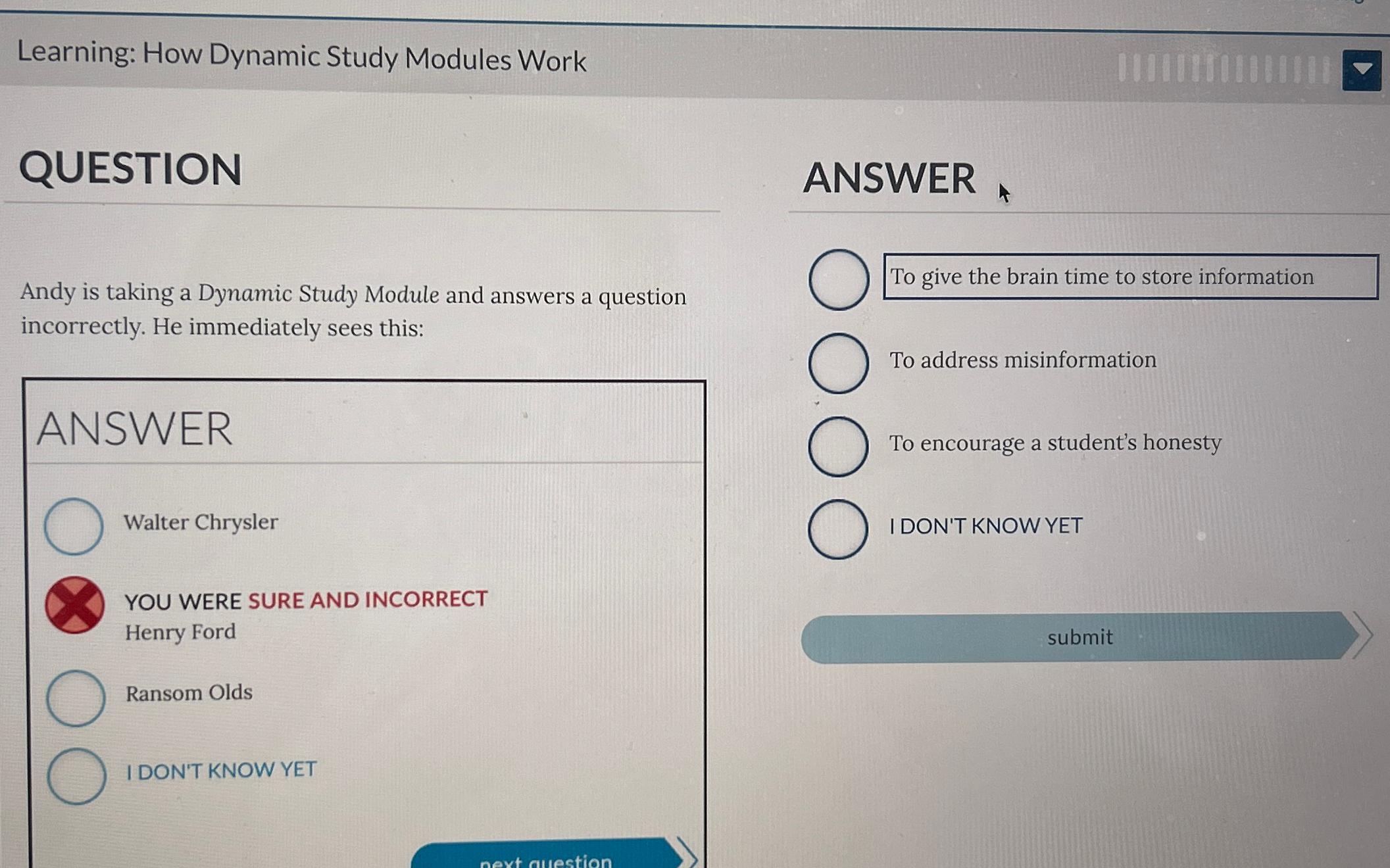 Solved Learning: How Dynamic Study Modules WorkQUESTIONAndy | Chegg.com