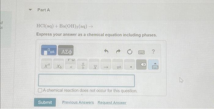 Solved HCl(aq)+Ba(OH)2(aq)→ Express your answer as a | Chegg.com