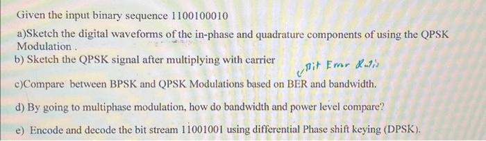 Solved Given the input binary sequence 1100100010 a)Sketch | Chegg.com Solved Given the input binary sequence 1100100010 a)Sketch | Chegg.com