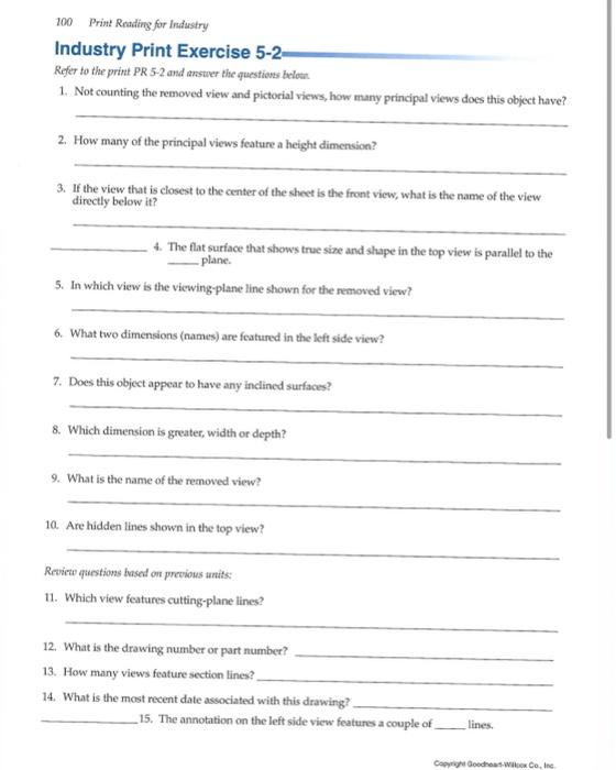 Solved 100 Print Reading for Industry Industry Print | Chegg.com