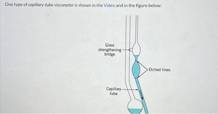 Solved One type of capillary-tube viscometer is shown in the | Chegg.com