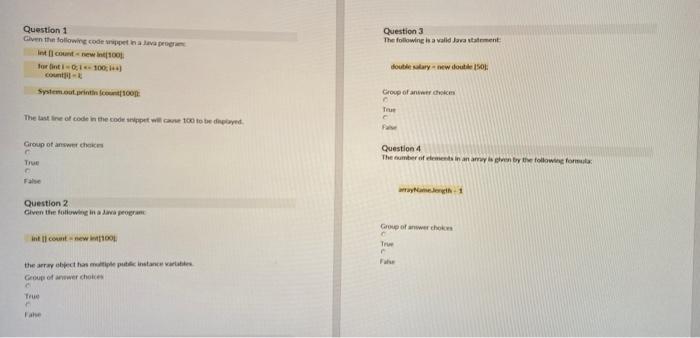 Solved Question 1 Given the following code snippet in a Java | Chegg.com