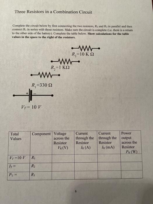 Solved Three Resistors in Parallel Complete the circuit | Chegg.com