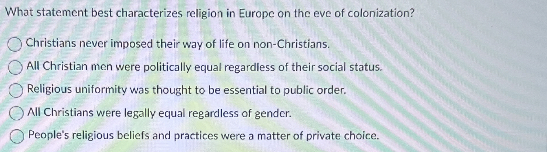 Solved What statement best characterizes religion in Europe | Chegg.com