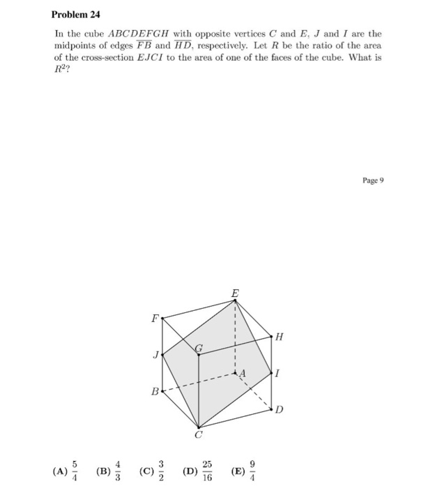 Solved Problem 24 In the cube ABCDEFGH with opposite | Chegg.com