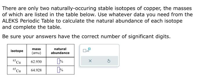 Solved There are only two naturally-occuring stable isotopes | Chegg.com