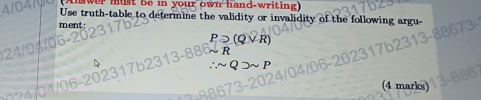Solved Use truth-table to determine the validity or | Chegg.com