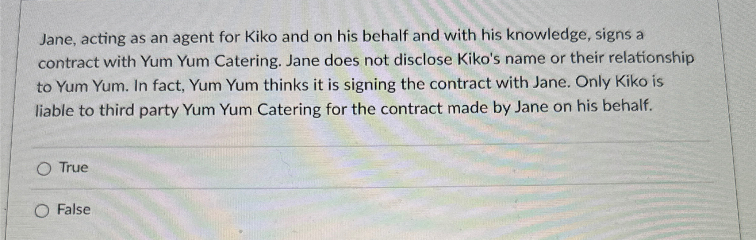 Solved Jane, acting as an agent for Kiko and on his behalf | Chegg.com