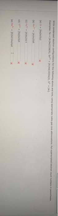 Solved Write condensed electron configurations for the | Chegg.com