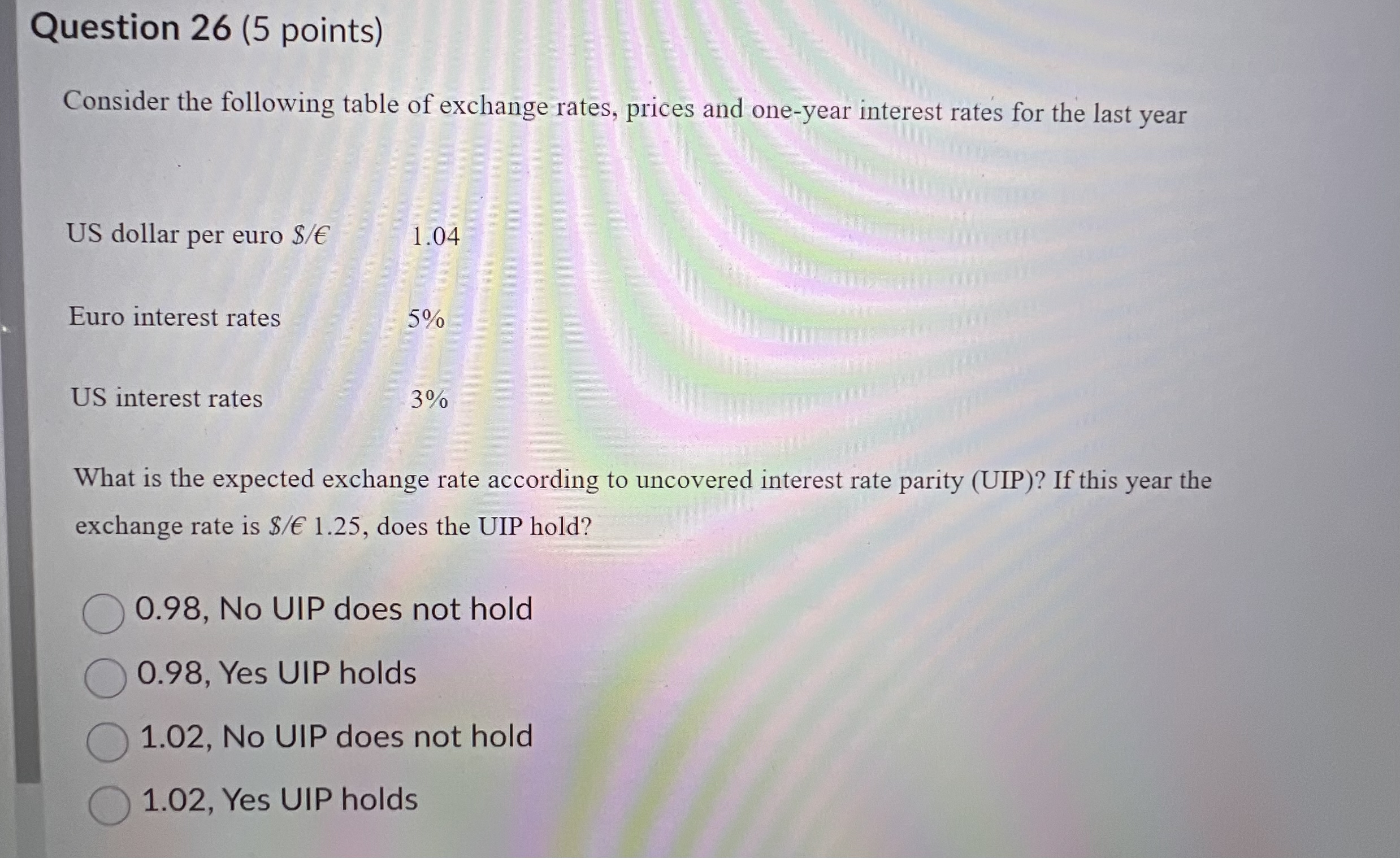Solved Question 26 (5 ﻿points)Consider the following table | Chegg.com