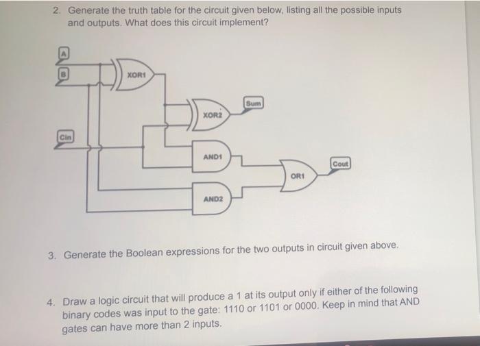 Solved 2. Generate the truth table for the circuit given | Chegg.com