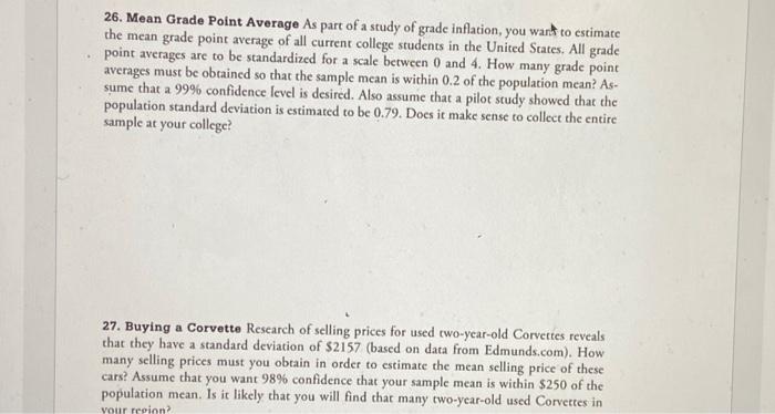 Solved 26. Mean Grade Point Average As part of a study of | Chegg.com Solved 26. Mean Grade Point Average As part of a study of | Chegg.com